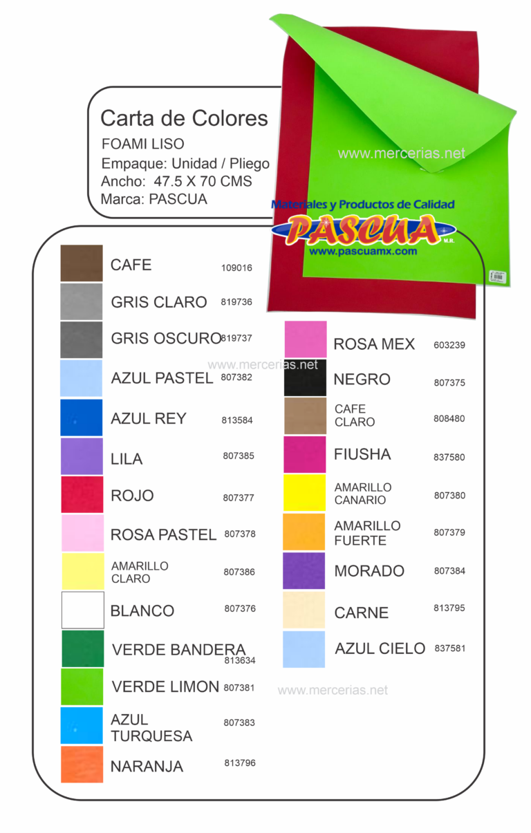 Fomi / Foami -Liso- Pliego 47 x 70 cms - Merceria en Linea