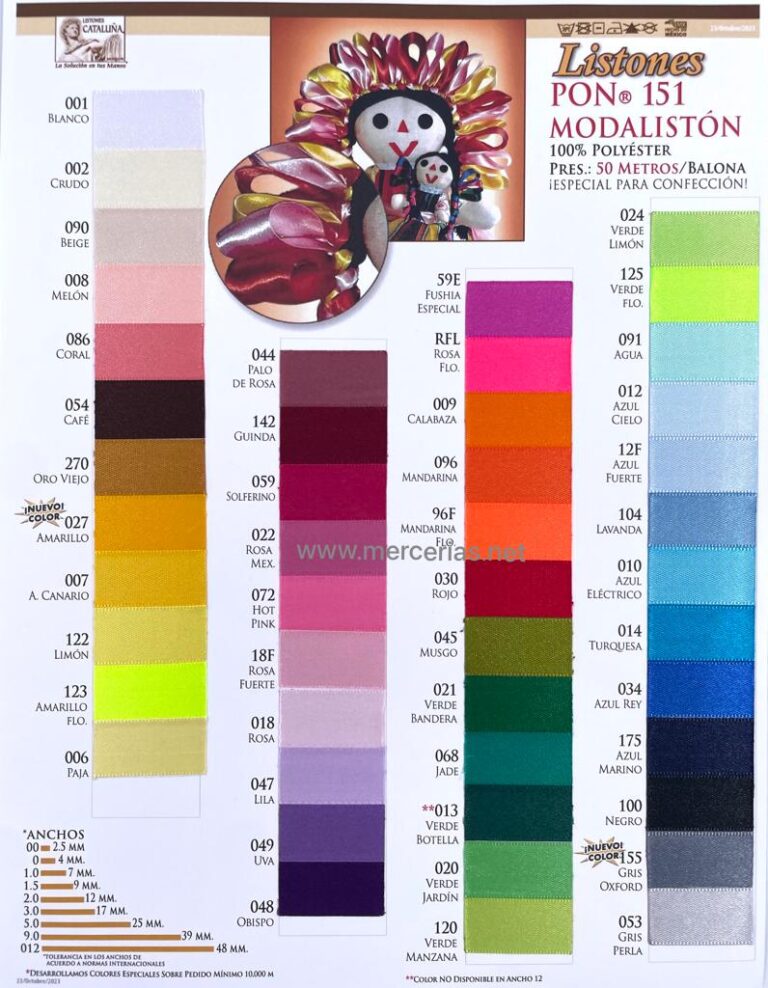 Listón Satinado Liso Cataluña Ancho 9 (3.9cms) - Merceria en Linea