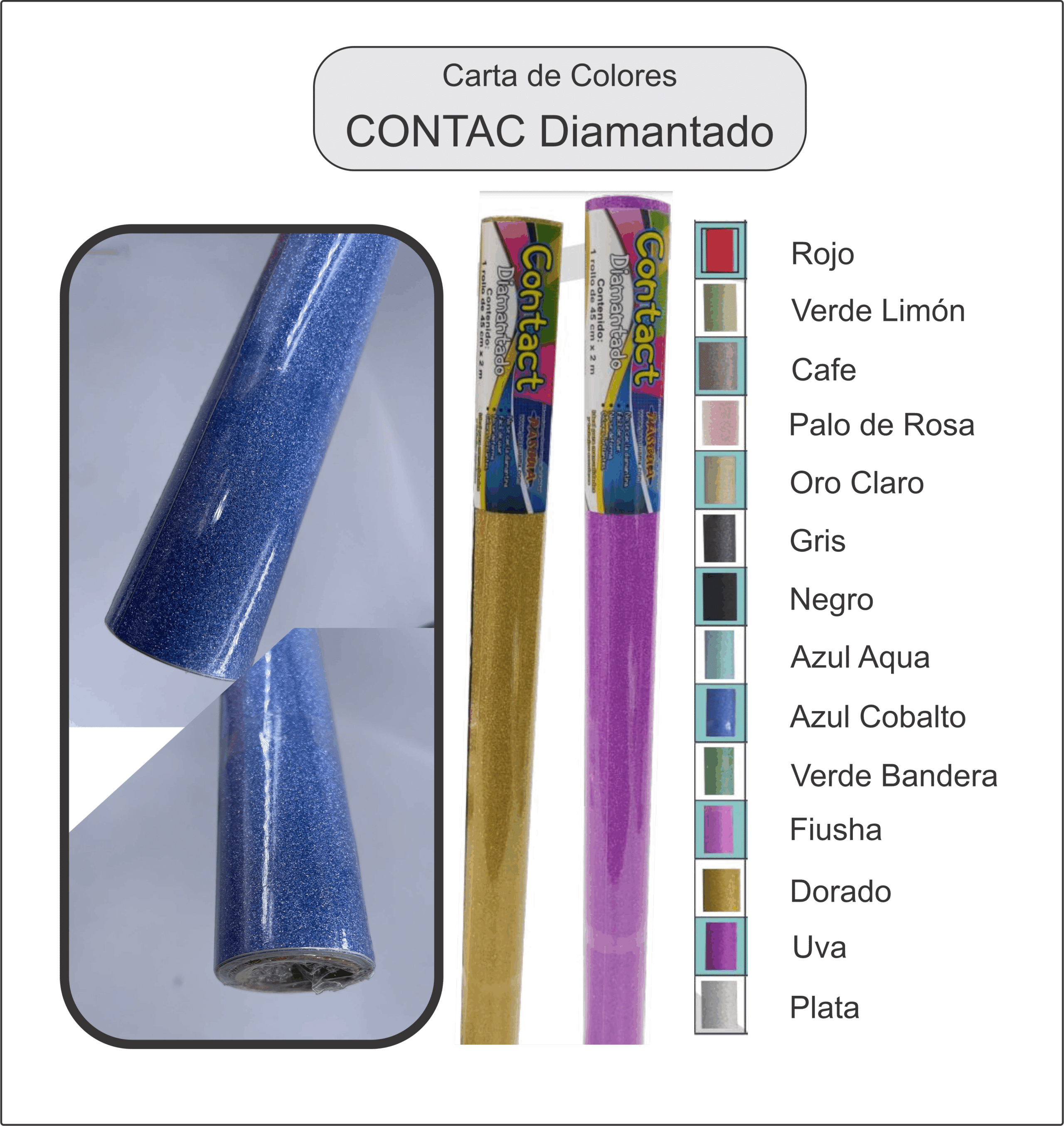 Contac con Diamantina / Diamantado Rollo - abastecedora de mercerias