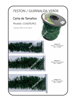 Feston Cuadruple Verde Tradicional - Merceria en Linea