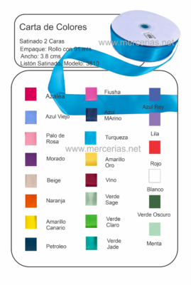 Liston Satin Doble Cara 3.8 cms Importado M-3810 - Merceria en Linea